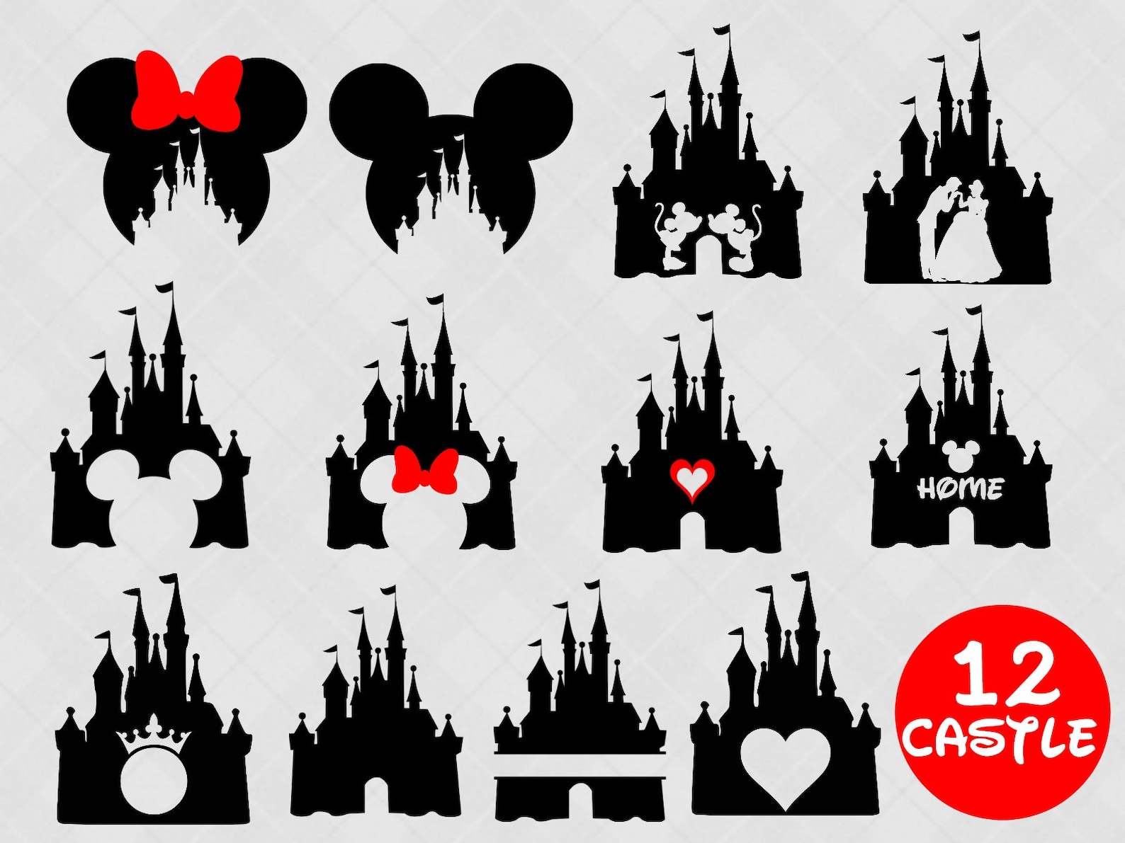 Castle Svg Bundle Princess Svg Castle Clipart Heart Head - Etsy