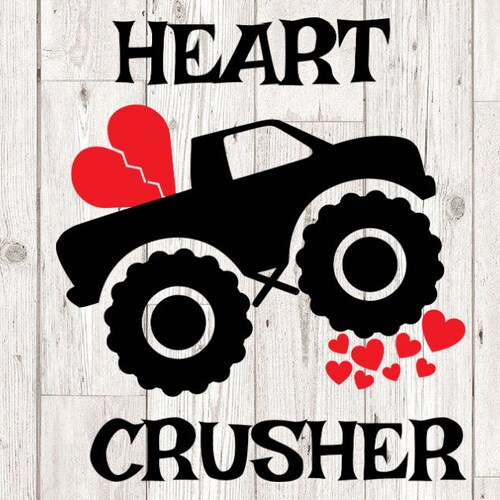 Valentines Svg Heart Crusher Svg Monster Truck Svg | Etsy