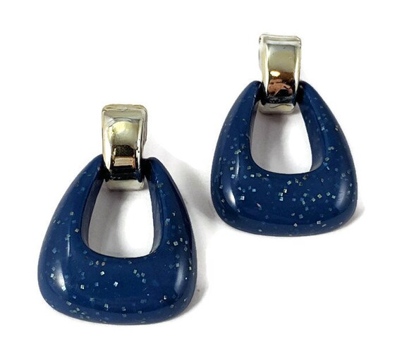 Large 80's Blue Plastic Glitter Door Knocker Stateme… - Gem