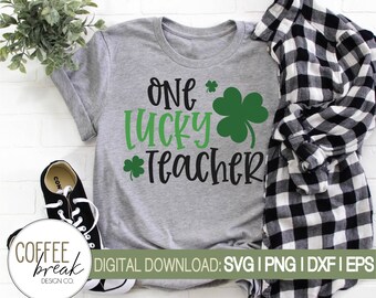 St Patrick's Day Svg Lucky Teacher Svg Shamrock Svg - Etsy