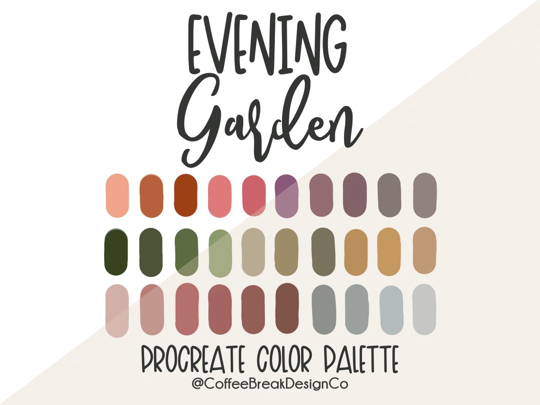 Procreate Color Palette, Evening Garden - Garden Inspired Color ...