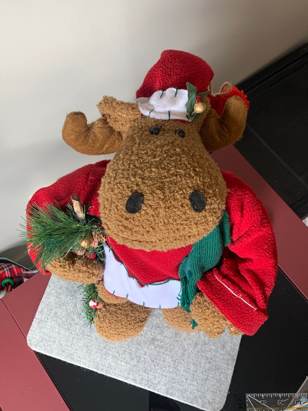 Vintage Large Plush Christmas Moose Decor, Mantle Decor, Entryway Decor ...