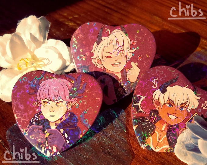 Obey Me Metal Holographic Heart Pinback Buttons - Etsy