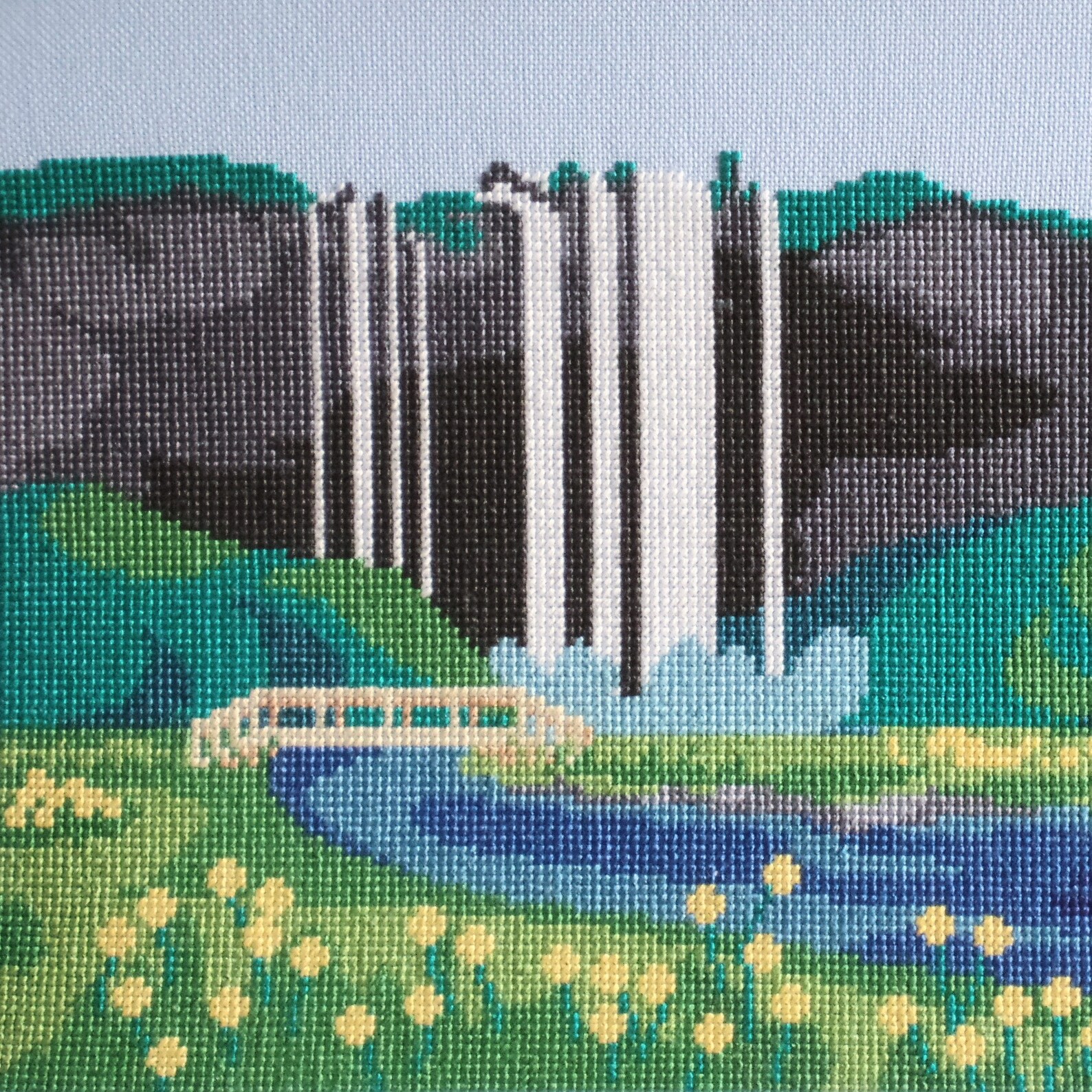 Seljalandsfoss Icelandic Waterfall Modern Cross Stitch | Etsy