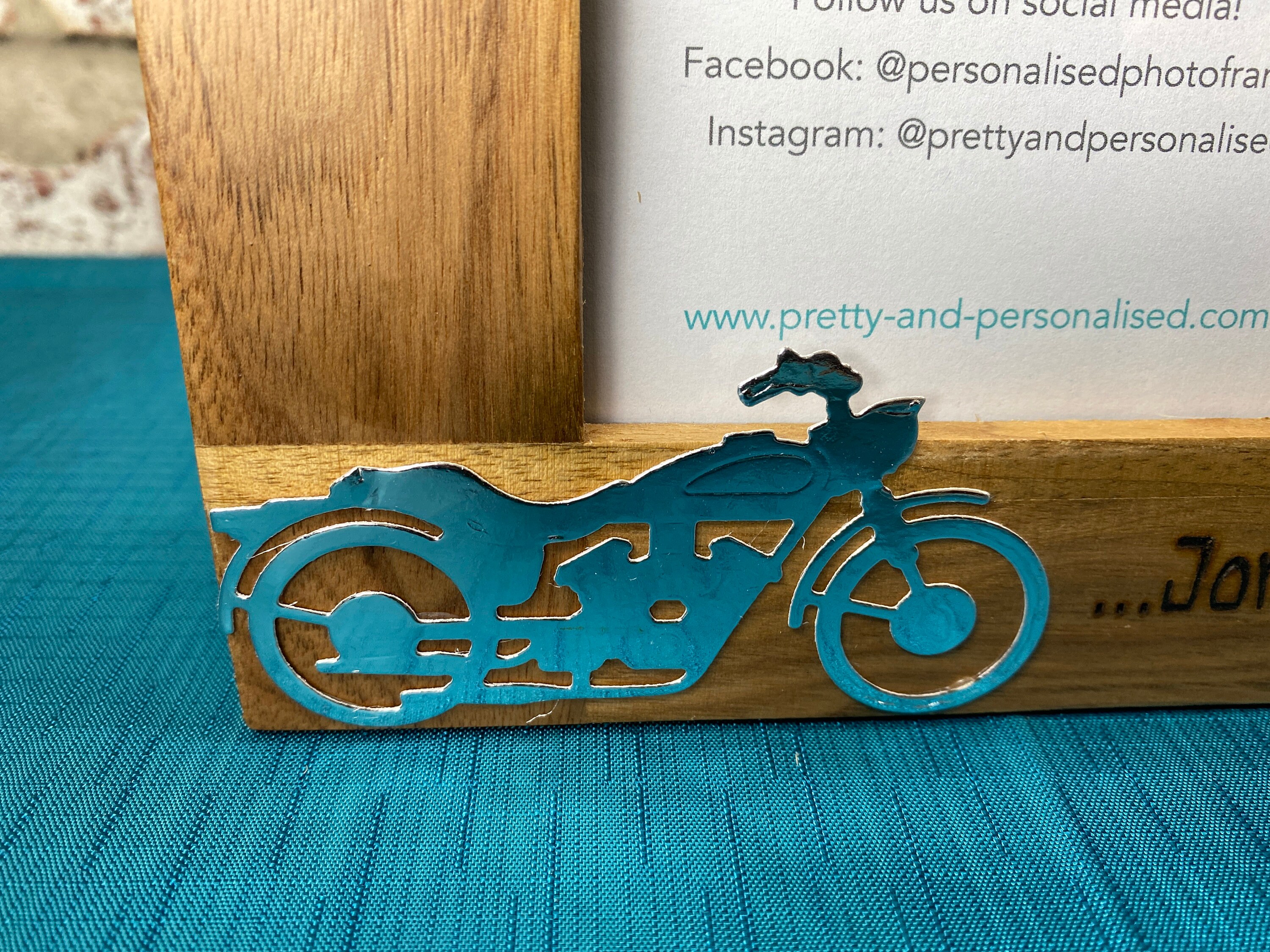 Motorbike Personalised Oak Wooden Photo Frame Dad Uncle | Etsy