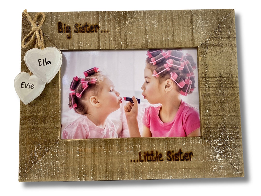 Big Sister Little Brother Photo Frame Personalised Driftwood 6x4 ...