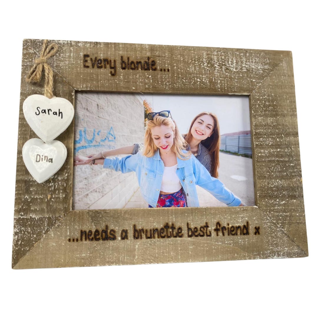Blonde Brunette Best Friend Photo Frame | Personalised Driftwood Style ...