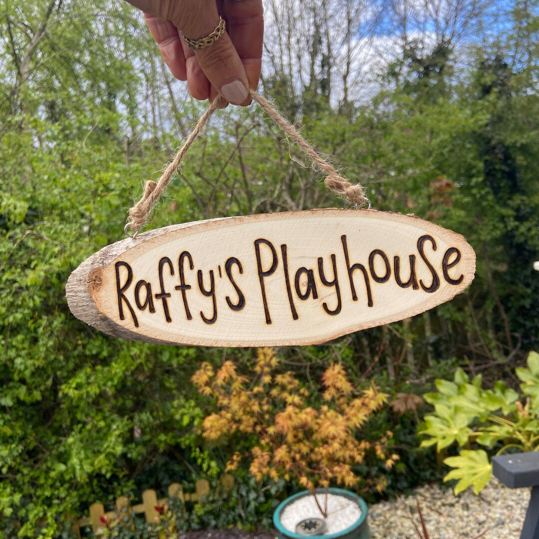 Wooden Hanging Door Sign Personalised | Playhouse / Den / Mud Kitchen ...