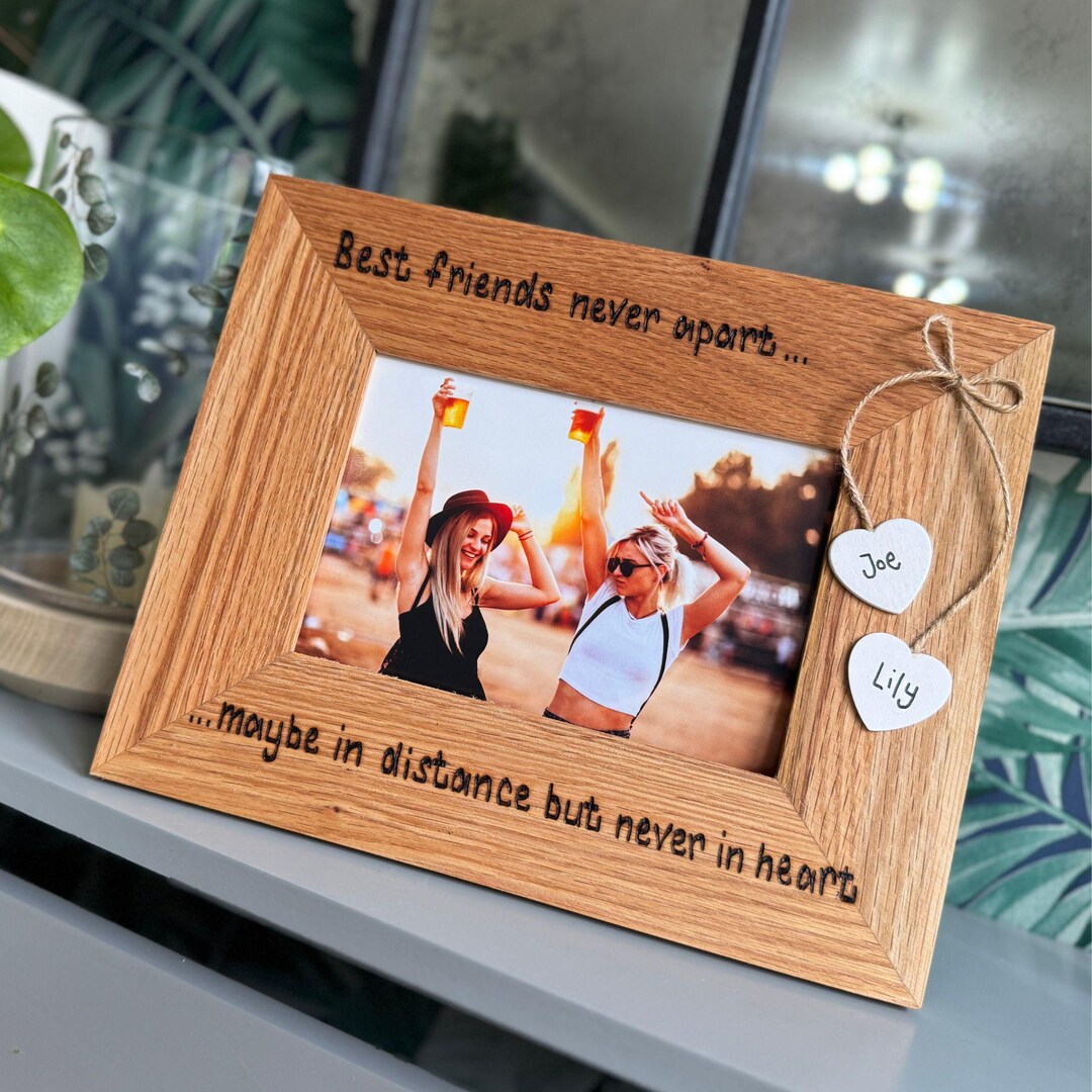 Best Friends Never Apart Photo Frame | Personalised Solid Oak Wood ...