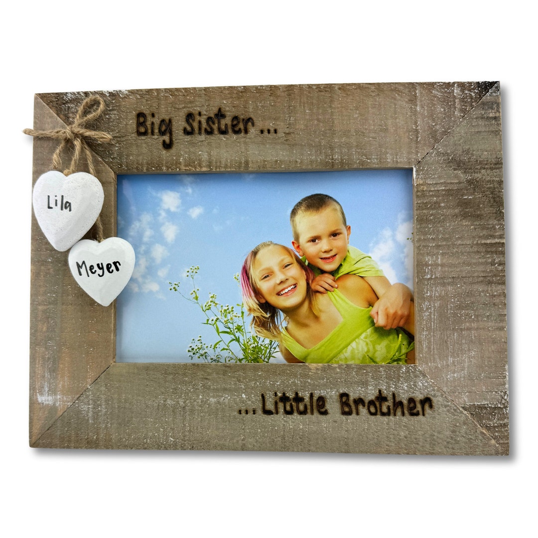 Big Sister Little Brother Photo Frame Personalised Driftwood 6x4 ...