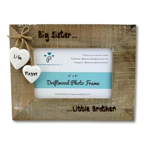 Big Sister Little Brother Photo Frame | Personalised Driftwood 6x4 ...