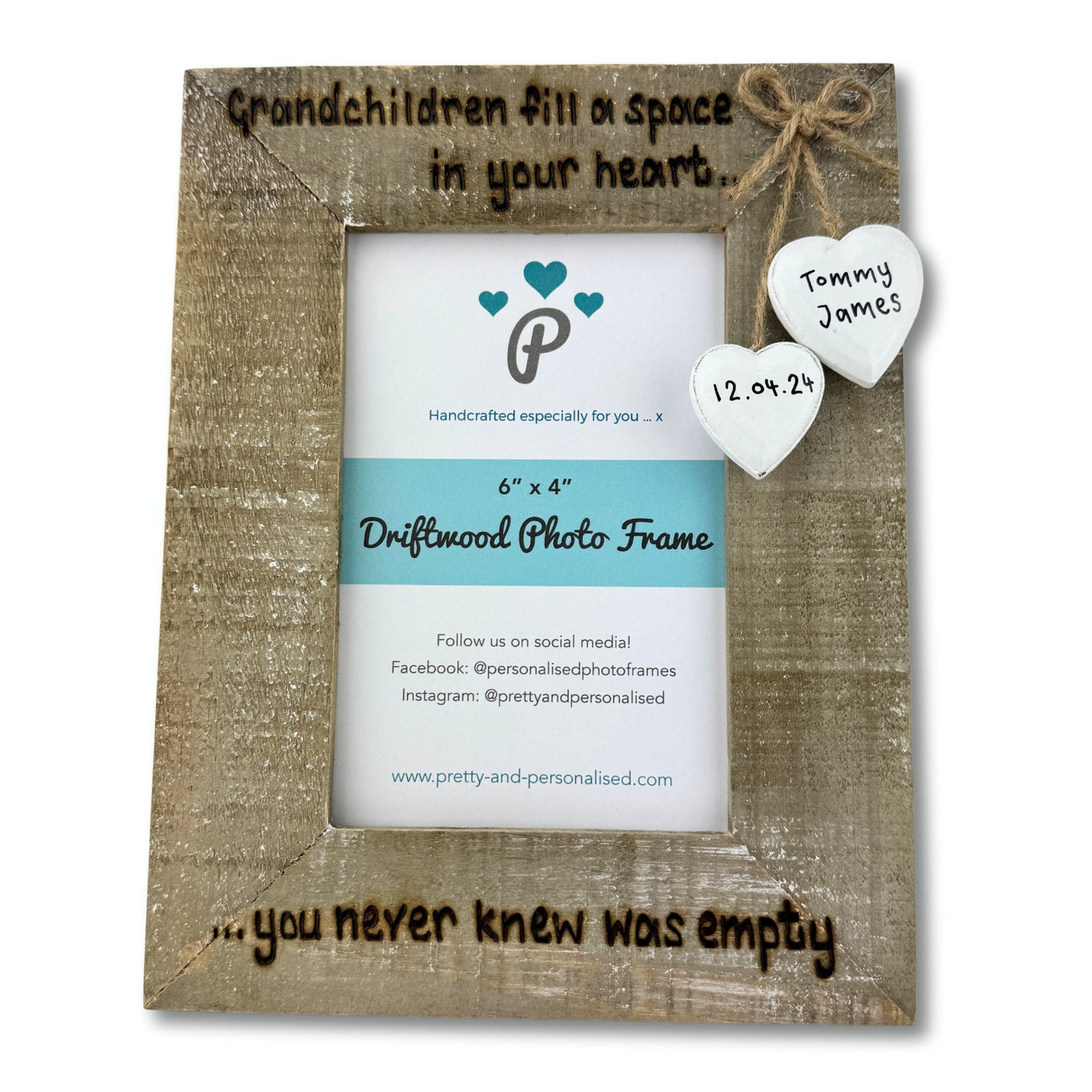 Grandparent Photo Frame Personalised | Driftwood | Grandchildren Fill a ...