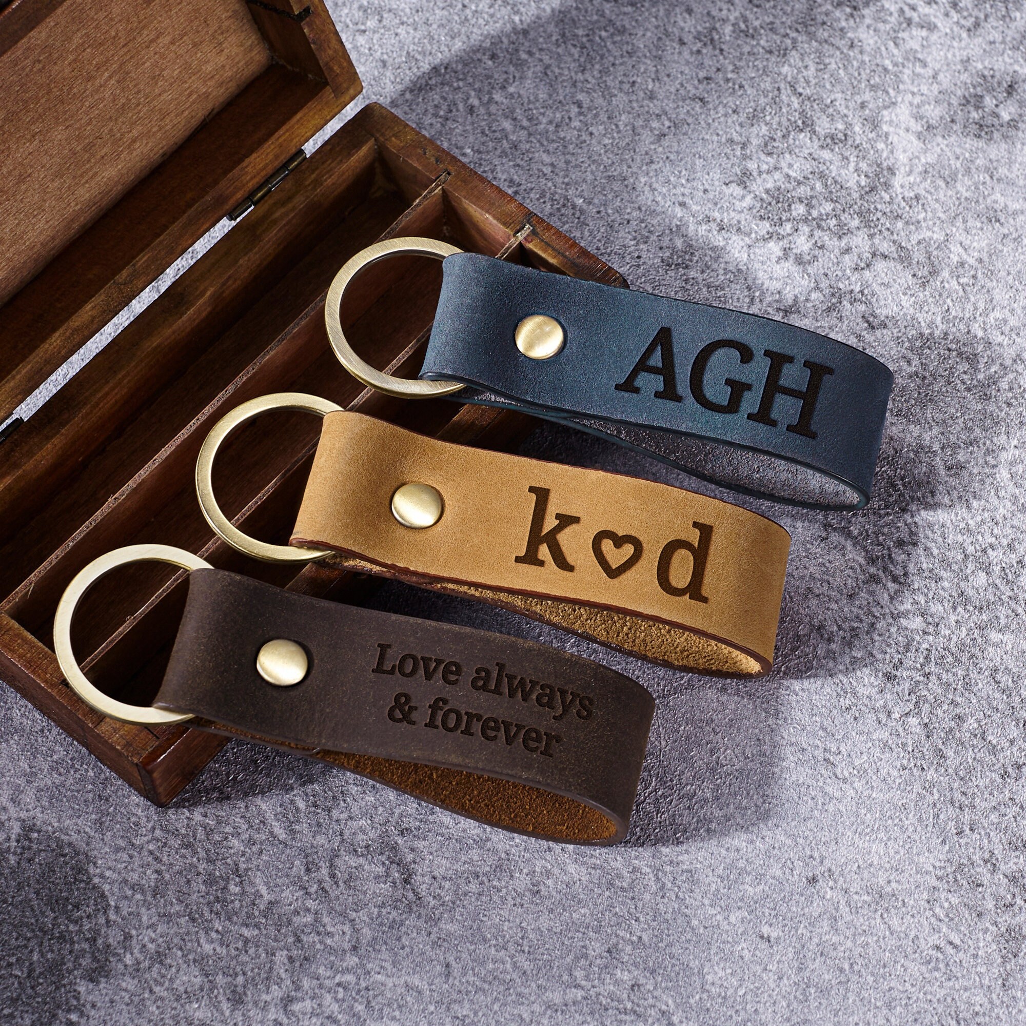 Monogram Keychain for Men - Custom Keychain for Boyfriend - Monogram ...