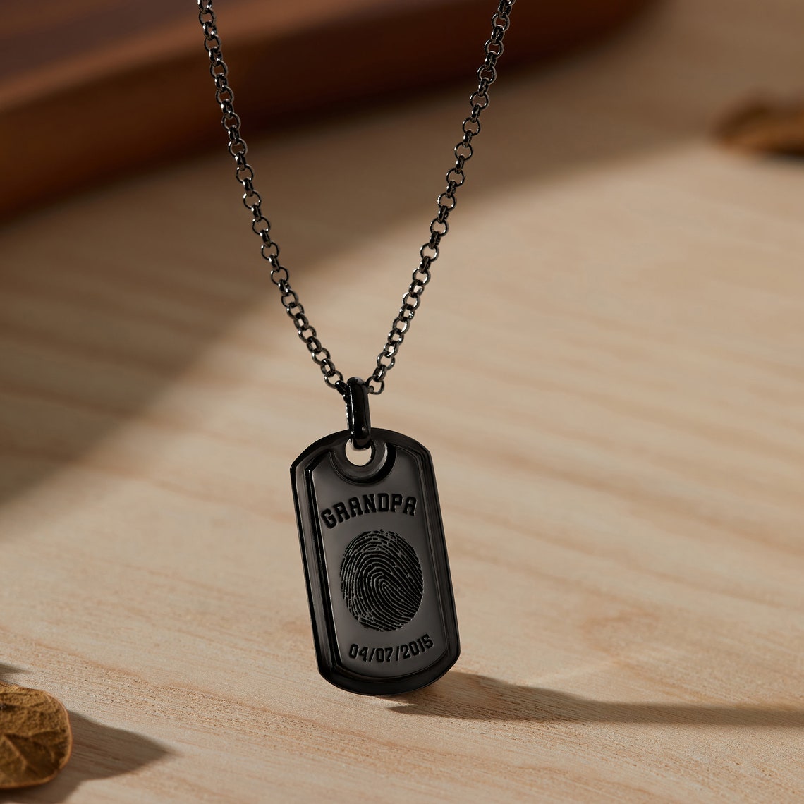 Mens Fingerprint Necklace, Mens Memorial Gift, Thumbprint Jewelry ...