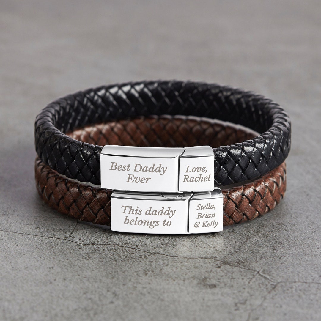 Mens Braided Leather Bracelet, Dad Bracelet, Dad Christmas Gift From ...