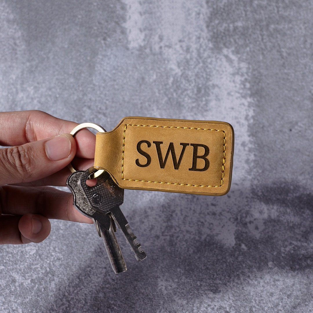 Personalized Leather Keychain Monogram Leather Keychain for - Etsy
