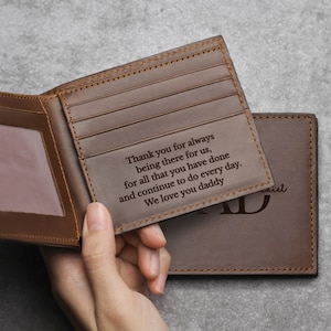 Engraved Wallet for Dad, Personalized Leather Wallet, Birthday Gift for ...