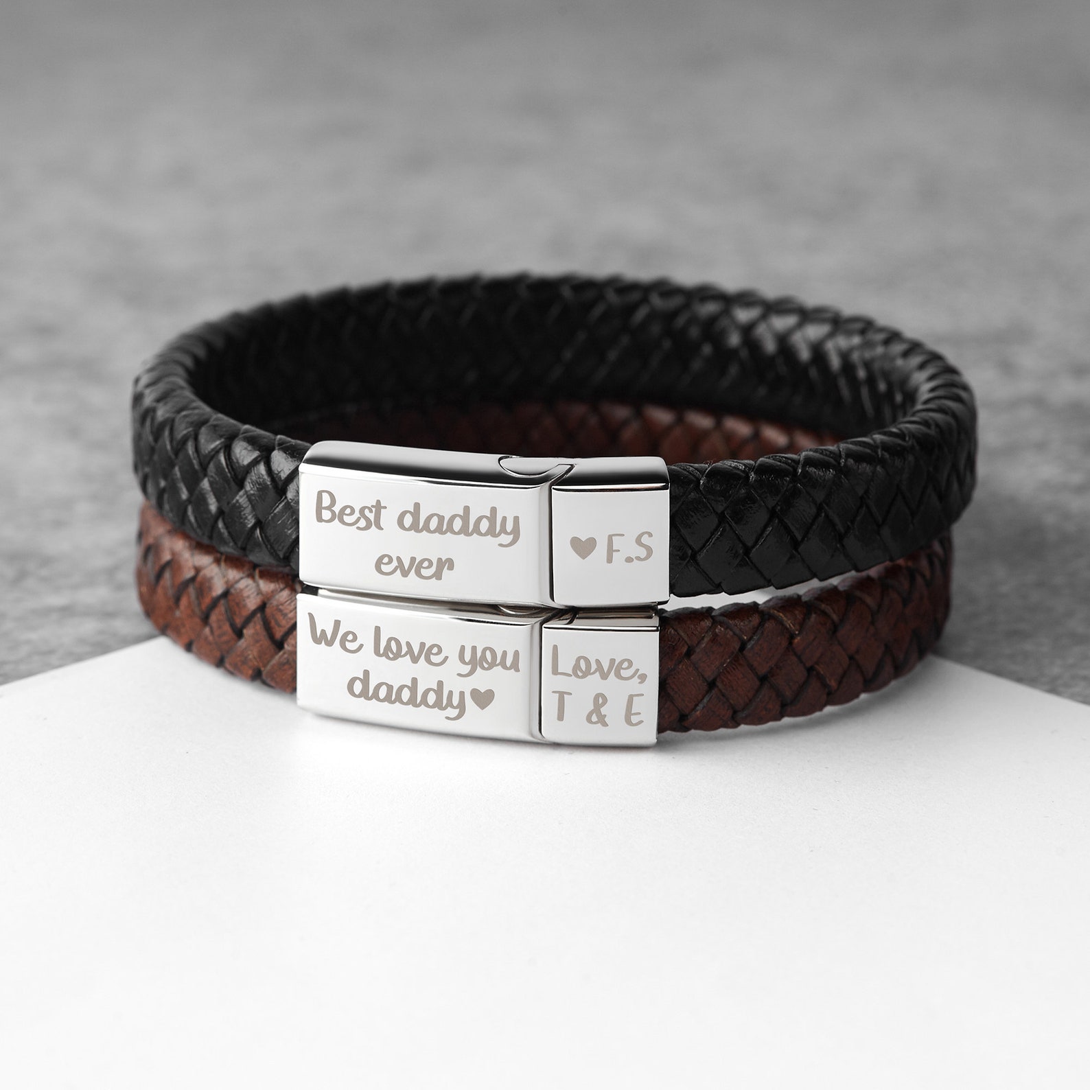 Mens Braided Leather Bracelet Dad Bracelet Dad Christmas - Etsy
