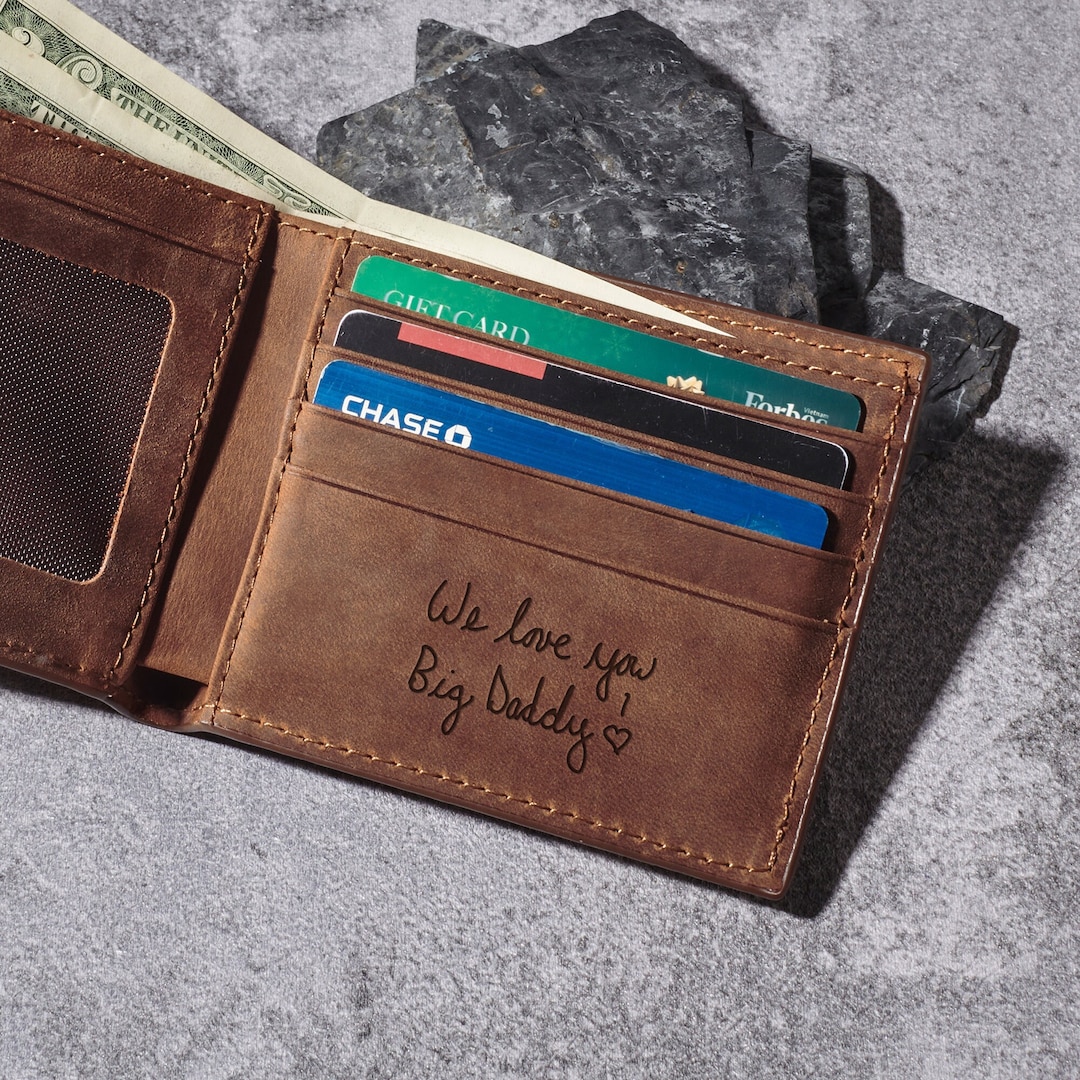 Personalized Wallet for Dad, Dad Leather Wallet, Gift for Dad, Children ...