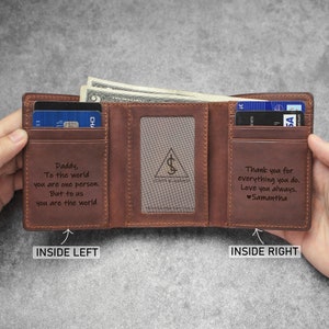 Dad Gift From Daughter, Trifold Wallet for Dad, Custom Message Wallet ...