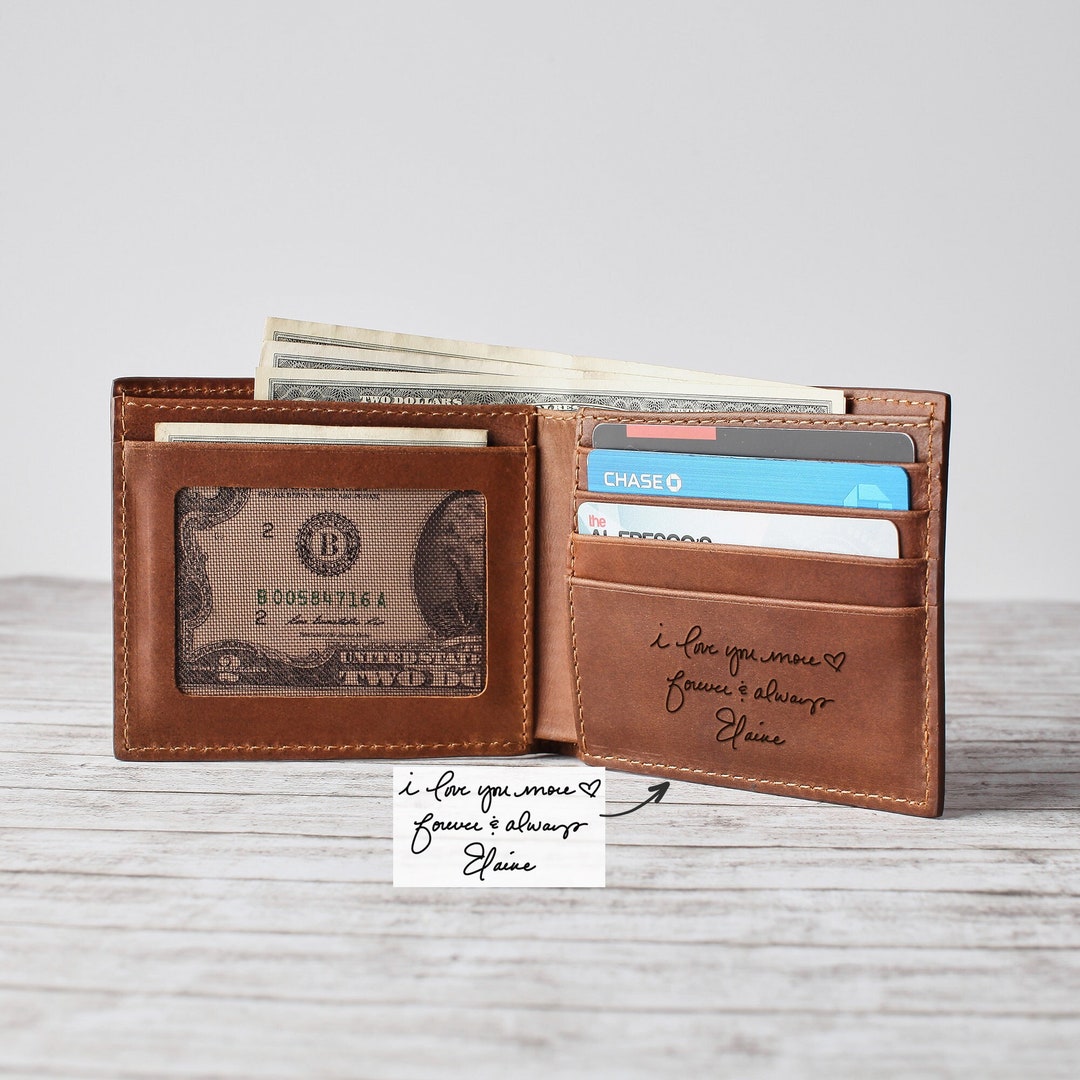 Personalized Wallet Men, Handwriting Wallet, Custom Men Wallet, Bifold ...
