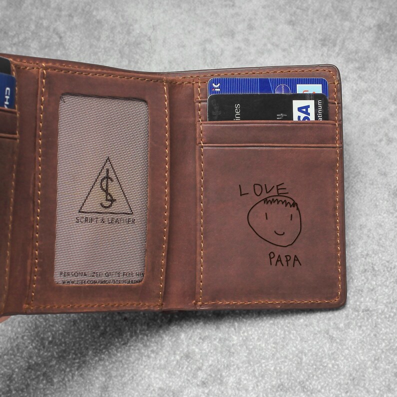 Trifold Wallet For Dad Kid Drawing Wallet Dad Wallets | Etsy