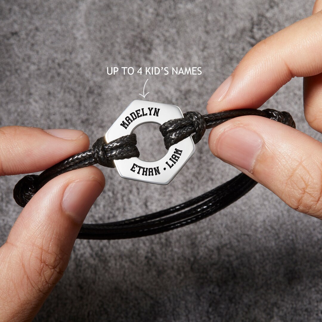 Custom Dad Christmas Gift From Kids, Personalized Bracelet for Dad ...