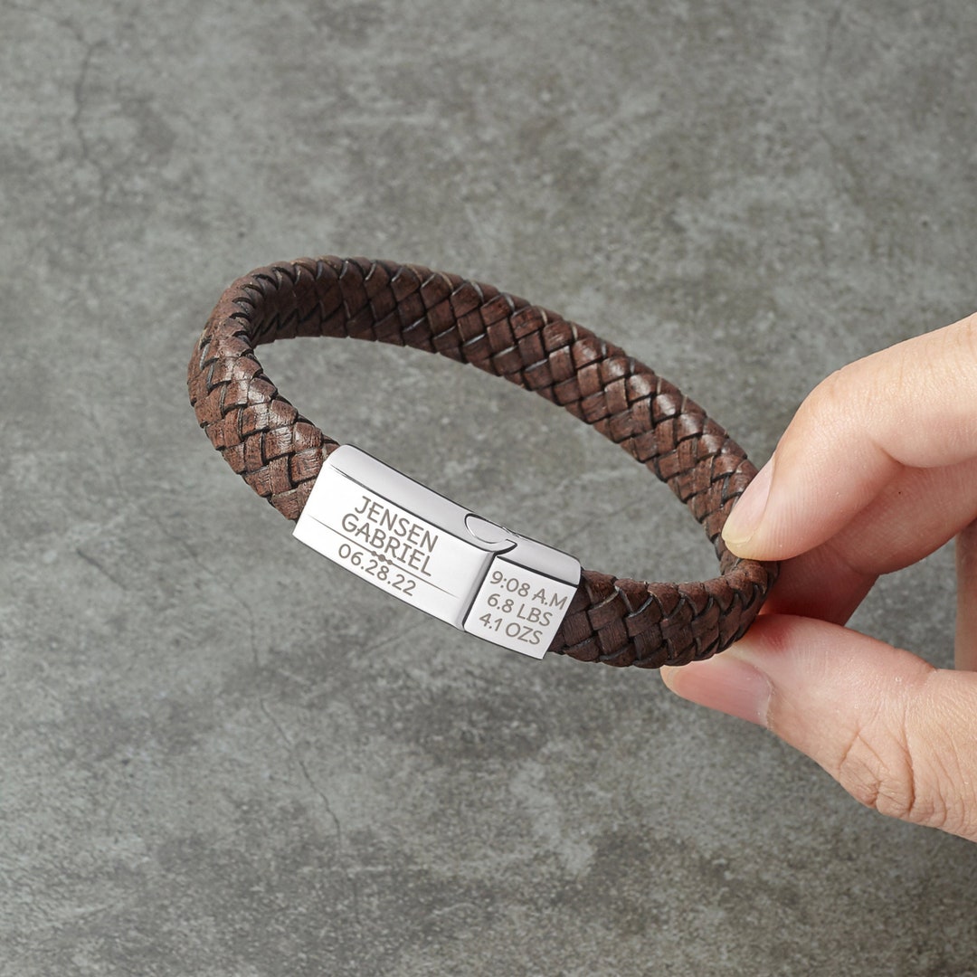 New Dad Bracelet, First Fathers Day Bracelet, Mens Personalized ...