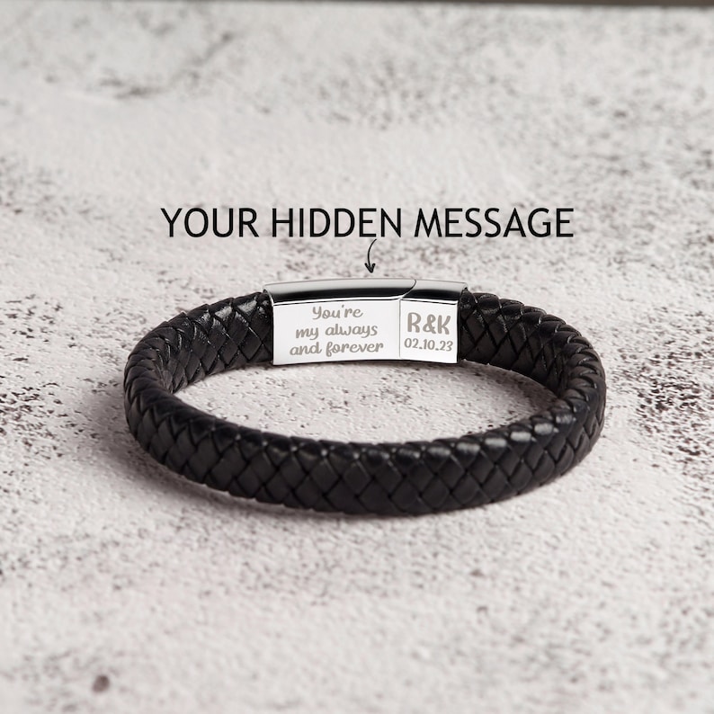 Hidden Message Bracelet, Secret Jewelry, Men Leather Bracelet ...