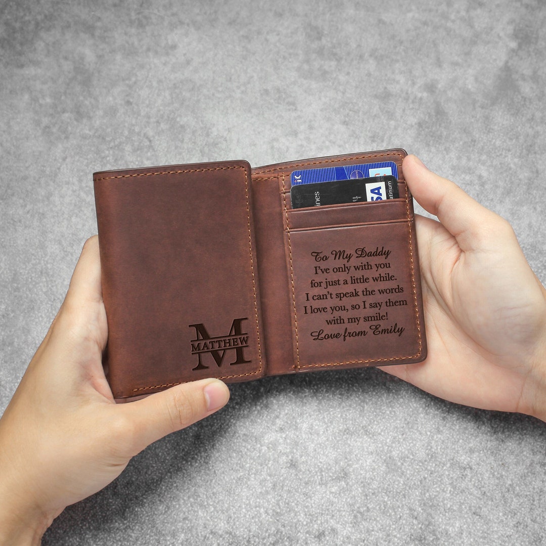 Mens Custom Wallet, Trifold Wallet for Dad, Gift for Dad From Son ...