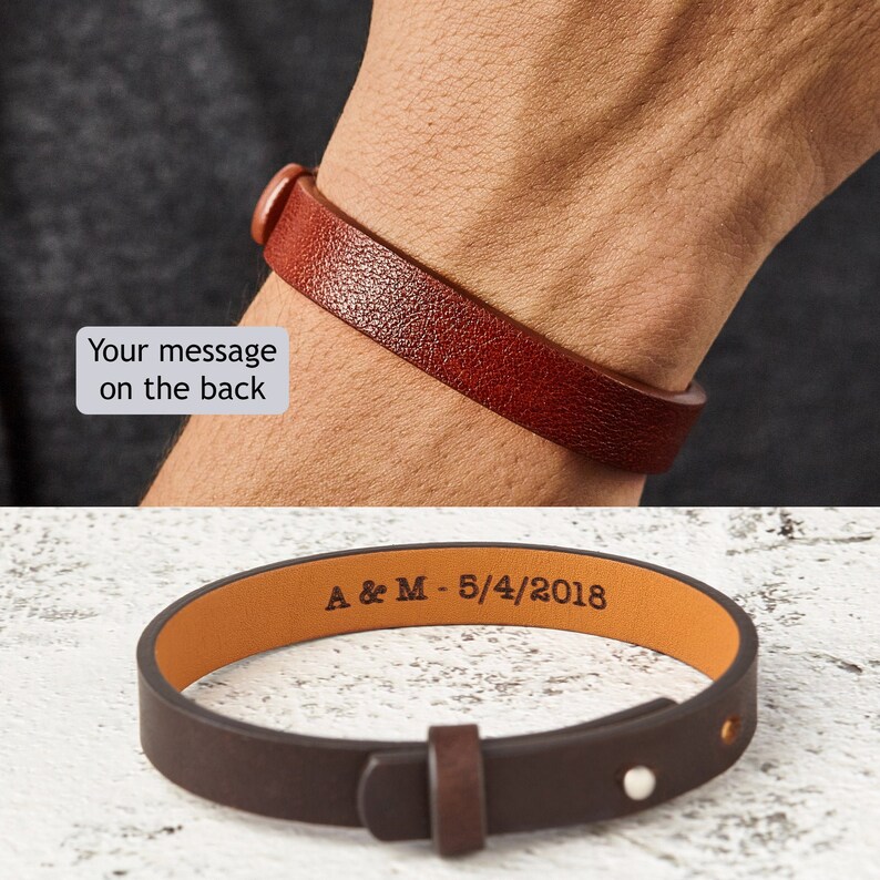 Personalized Leather Bracelet Secret Message Bracelet | Etsy