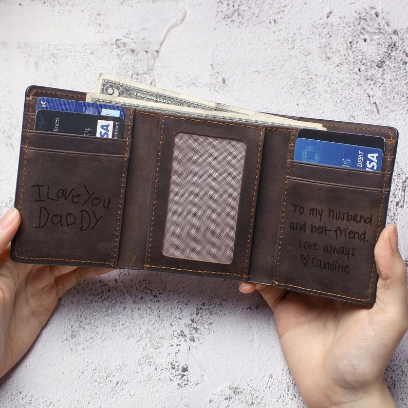 Trifold Wallet for Dad Kid Drawing Wallet Dad Wallets - Etsy