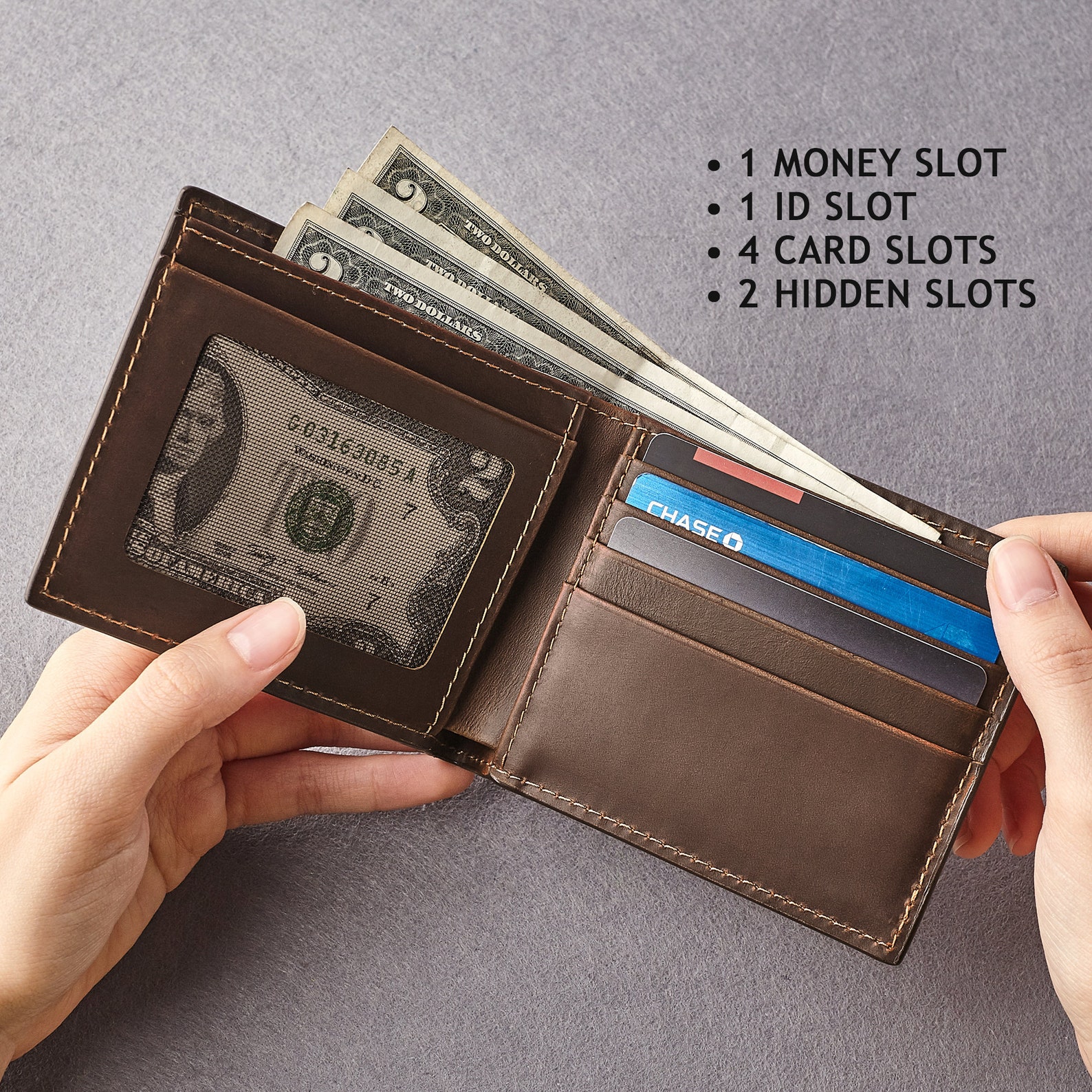 Engraved Wallet for Dad Personalized Leather Wallet Custom - Etsy