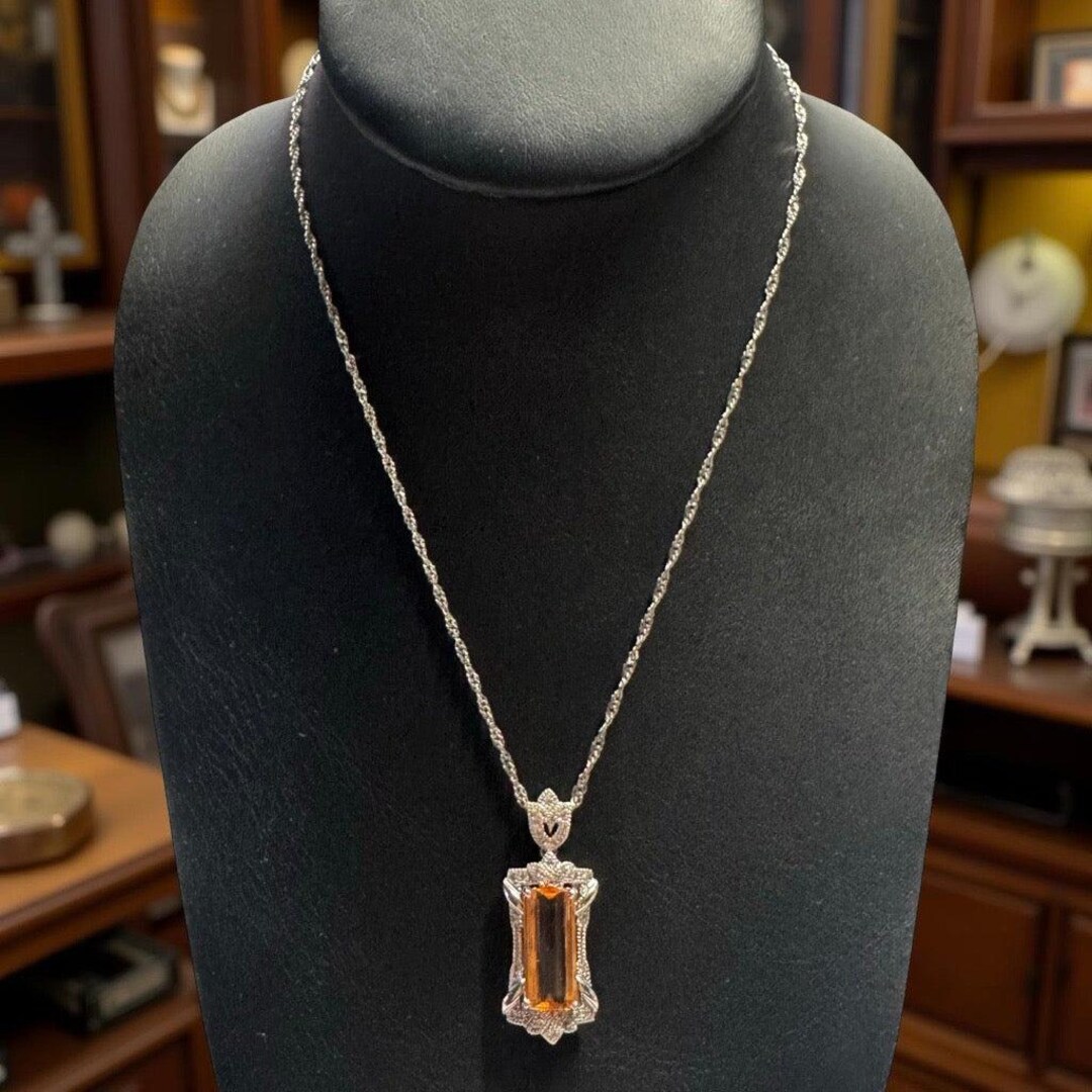 Imperial Topaz and Diamond Platinum Necklace - Etsy