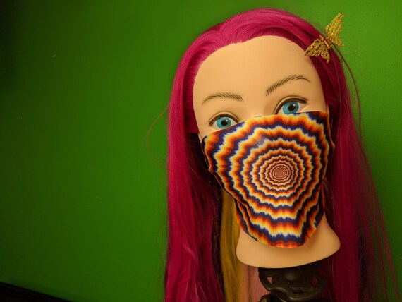 Optical Illusion Tie Dye Trippy Face Mask Washable Polyester | Etsy