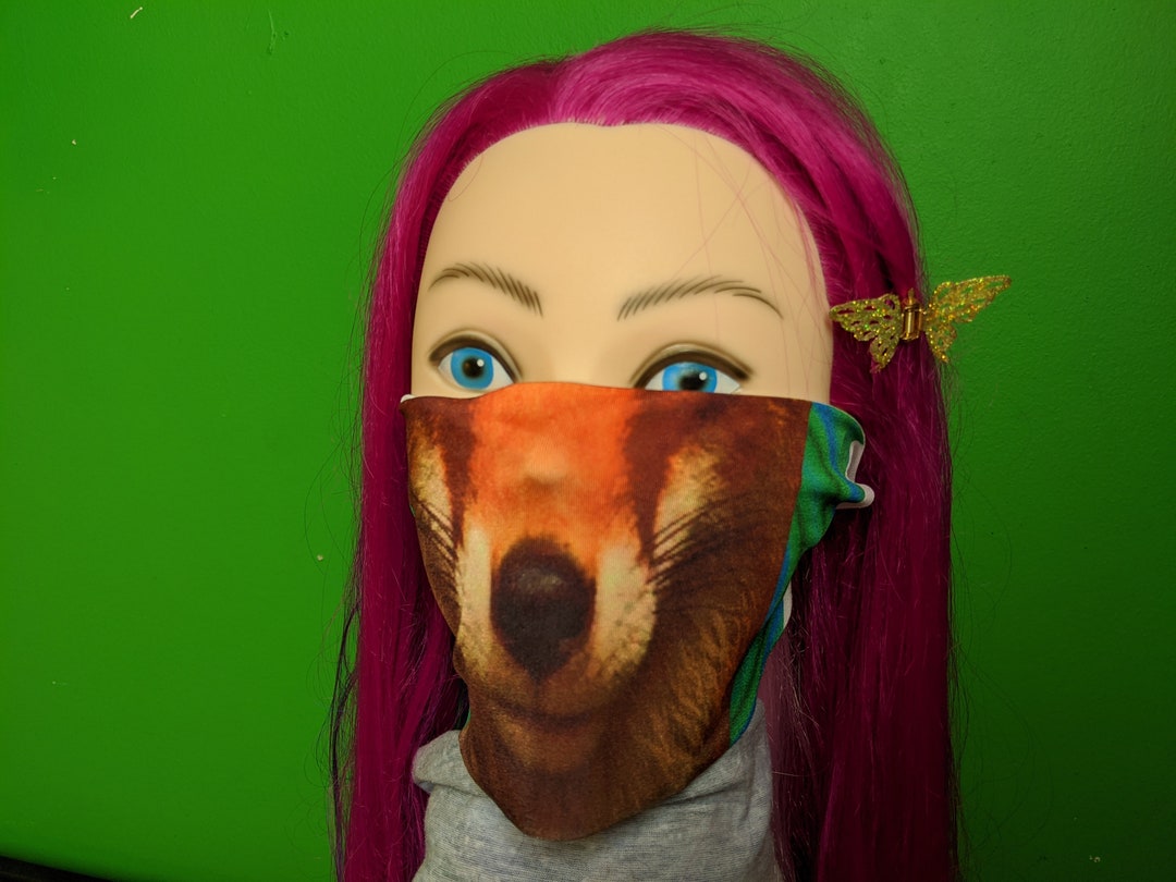 Real Fox Funny Photo Fashion Face Mask Drape - Etsy