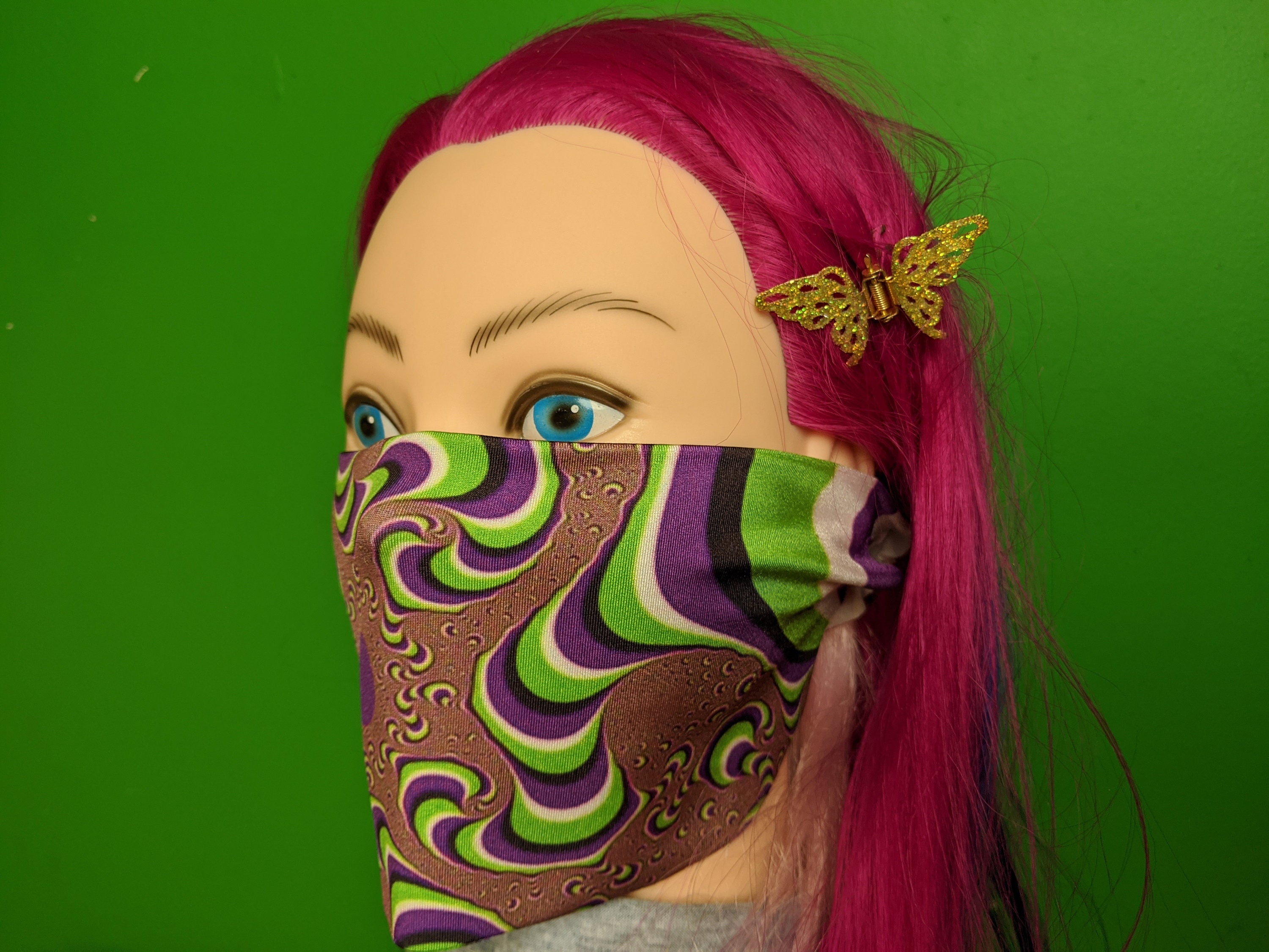 Optical Illusion Purple Squirms Face Mask Washable Polyester | Etsy