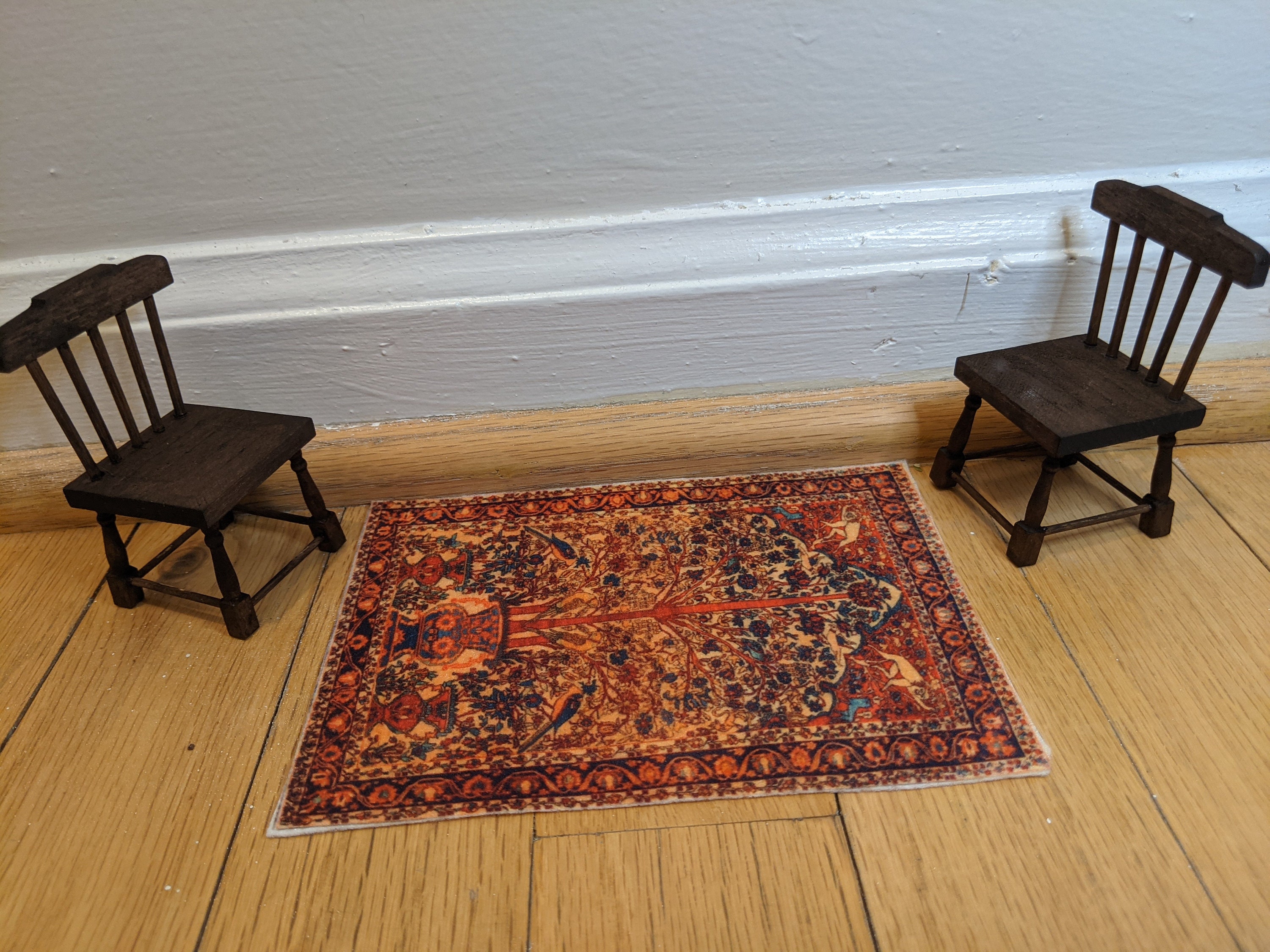 Tree of Life Bird Dollhouse Persian Rug Illusion 1:12 Scale Handmade ...