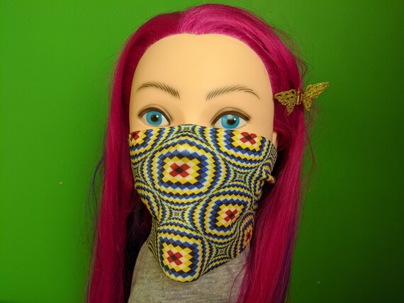 Optical Illusion Bulbous Trippy Face Mask Washable Polyester | Etsy