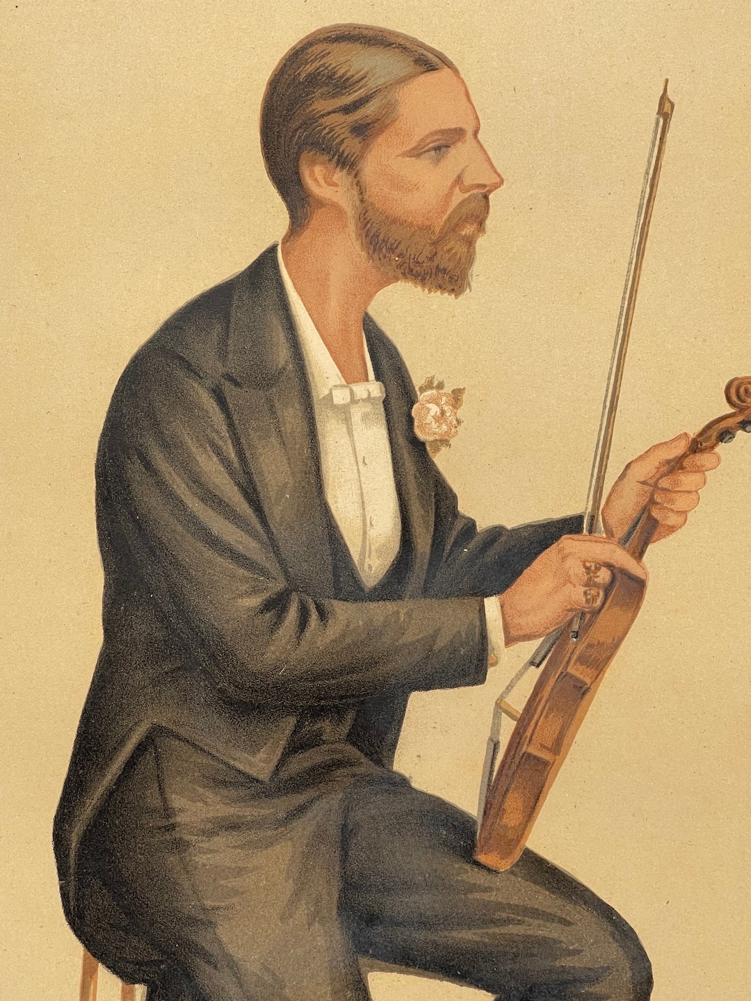 Antique 1874 Vanity Fair First Violin Duke of Edinburgh Musician ...