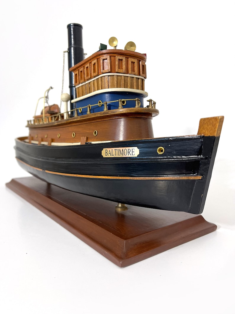 Antique Baltimore Steamer Tugboat Ship Model - Maritime Art Sculpture ...