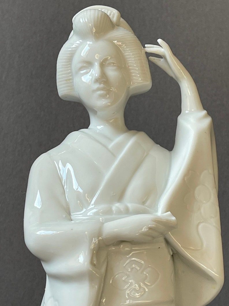 Vintage Japanese Geisha Blanc De Chine Porcelain Figurine - Delicate ...
