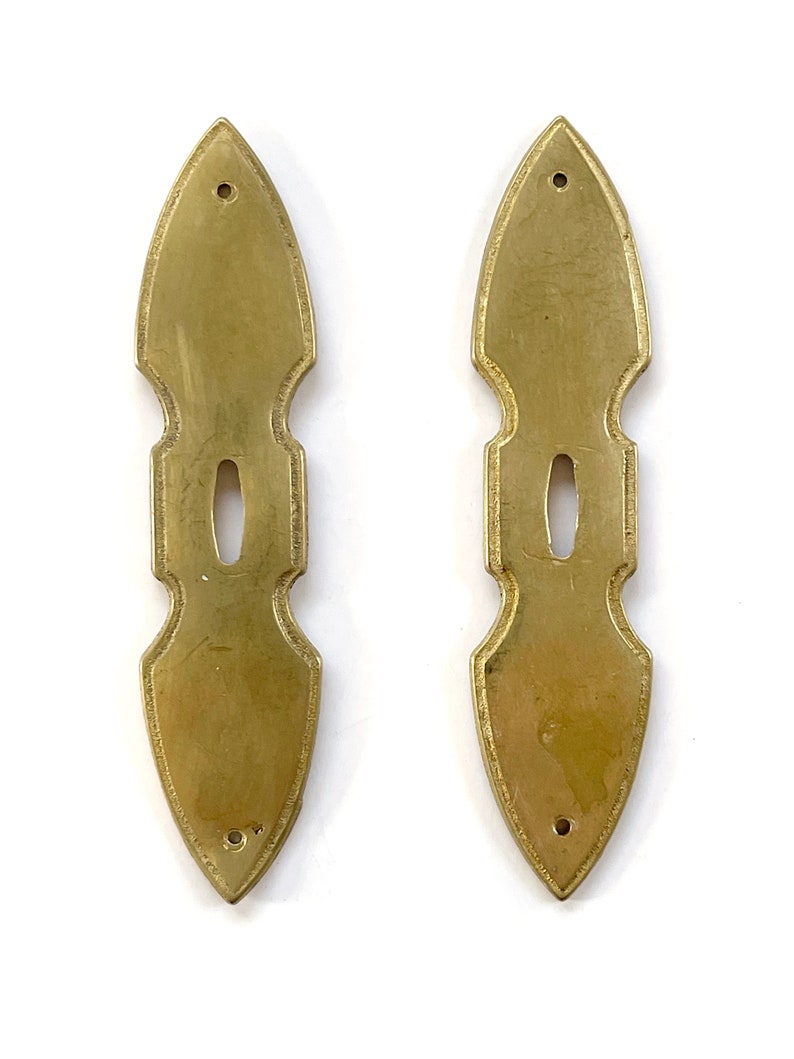Two Antique French Provincial Door Keyhole Plates - Brass or Gold Metal ...