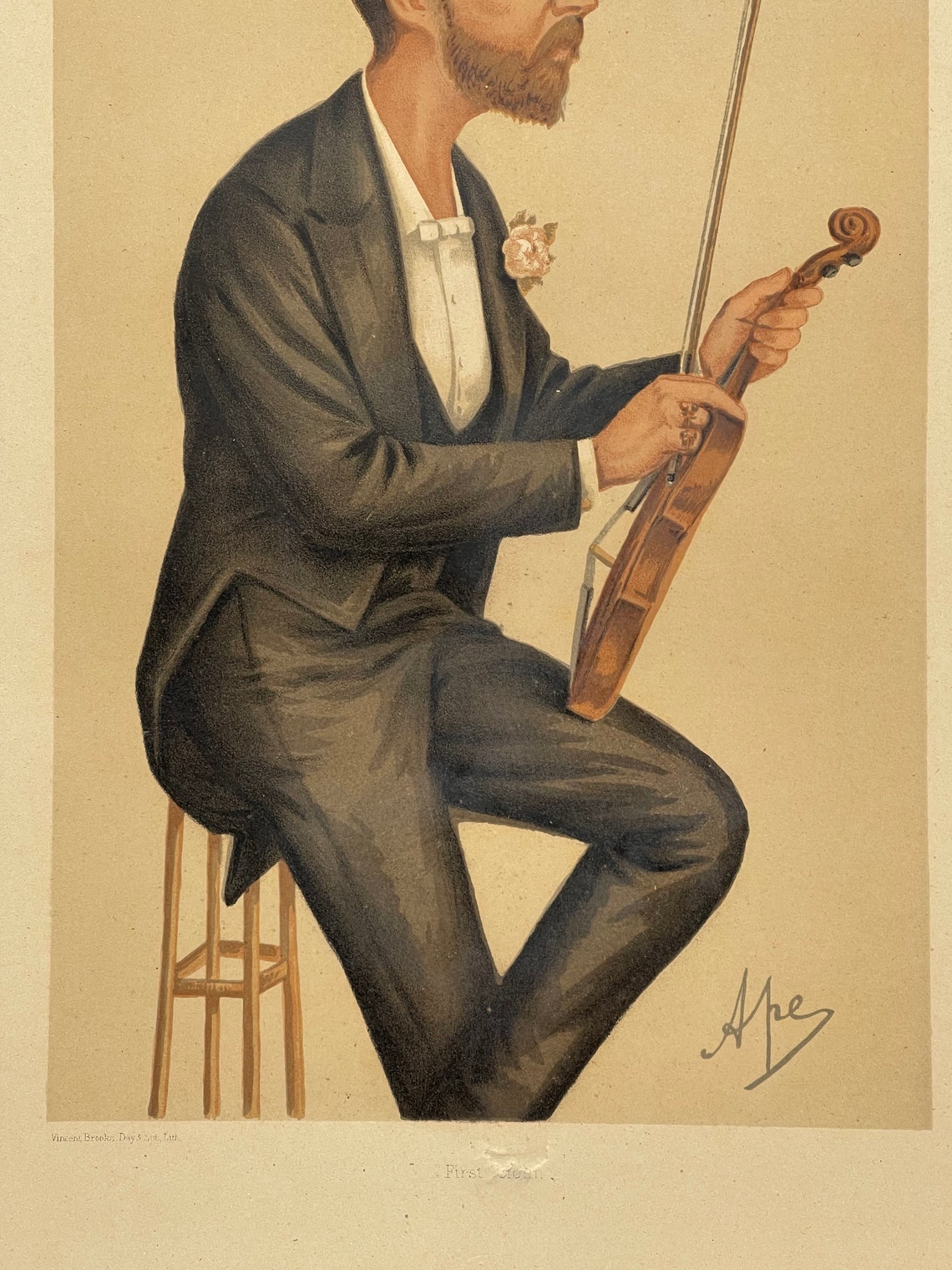 Antique 1874 Vanity Fair First Violin Duke of Edinburgh Musician ...