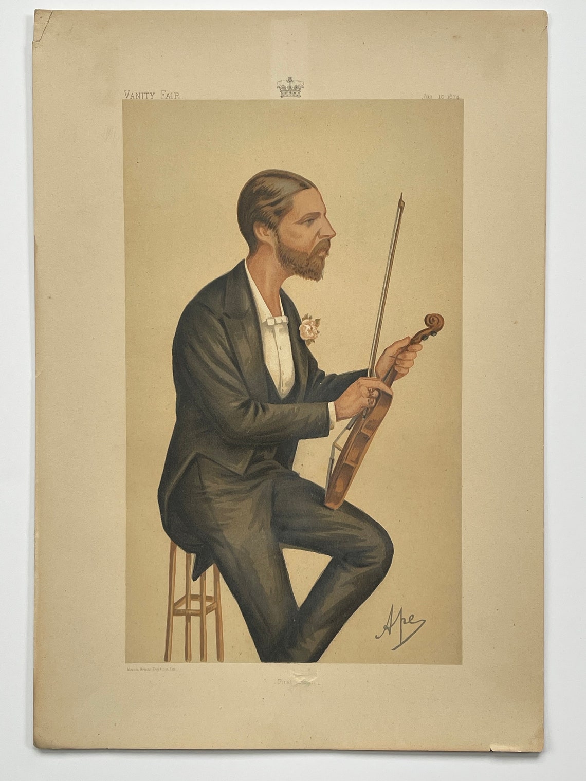 Antique 1874 Vanity Fair First Violin Duke of Edinburgh Musician ...