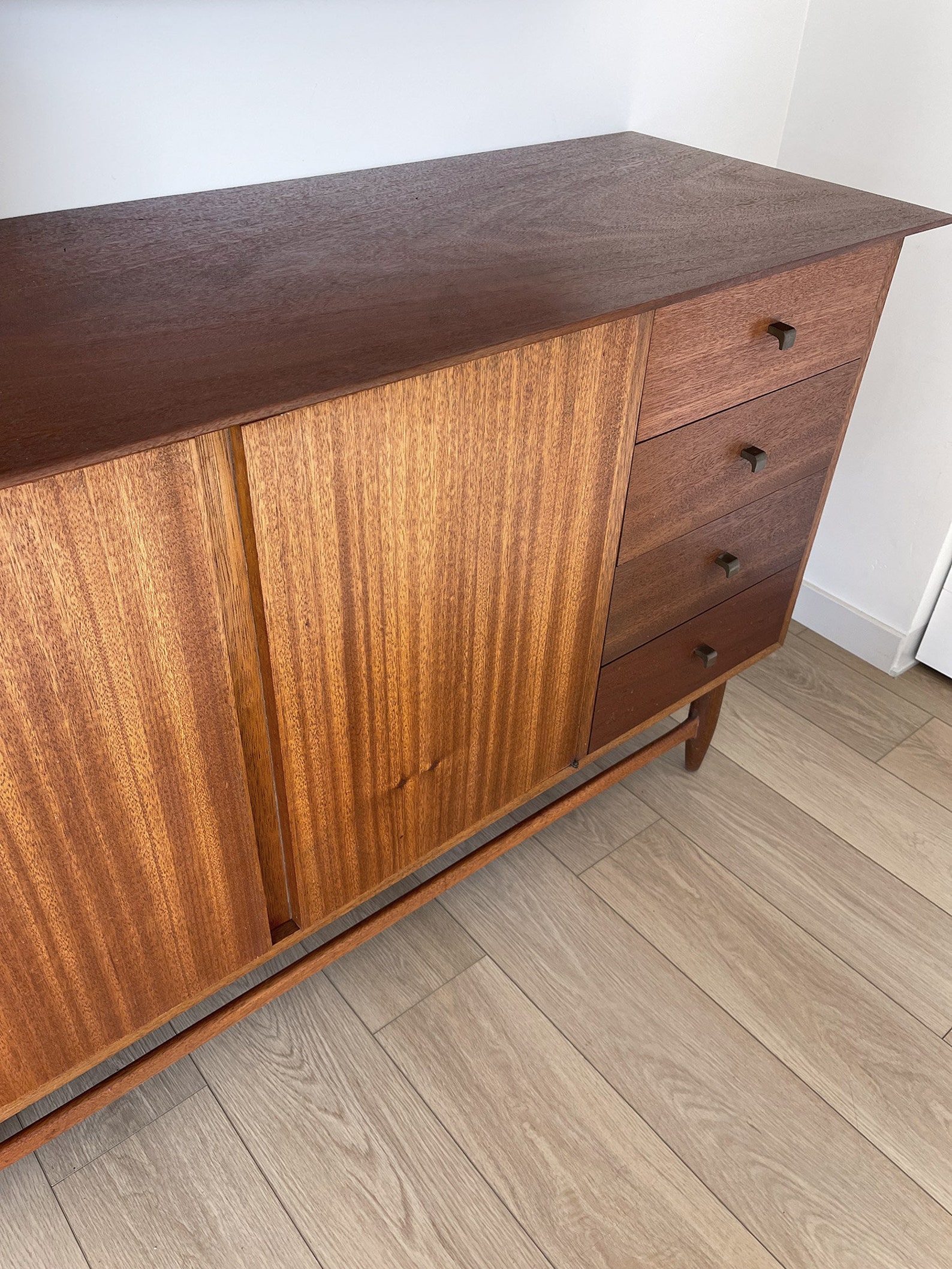 Antique Mid Century Modern MCM Narra Wood Buffet Cabinet Console Table ...