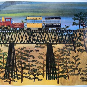 Vintage Western Run Train, American Indian and Landscape Folk Art ...