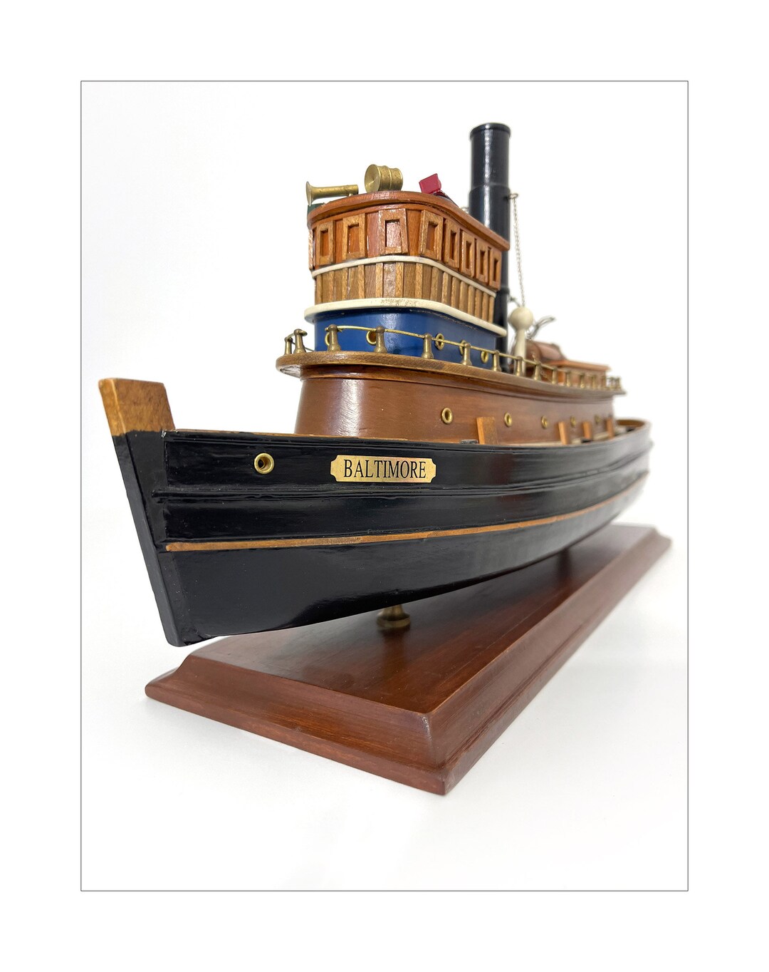 Antique Baltimore Steamer Tugboat Ship Model - Maritime Art Sculpture ...