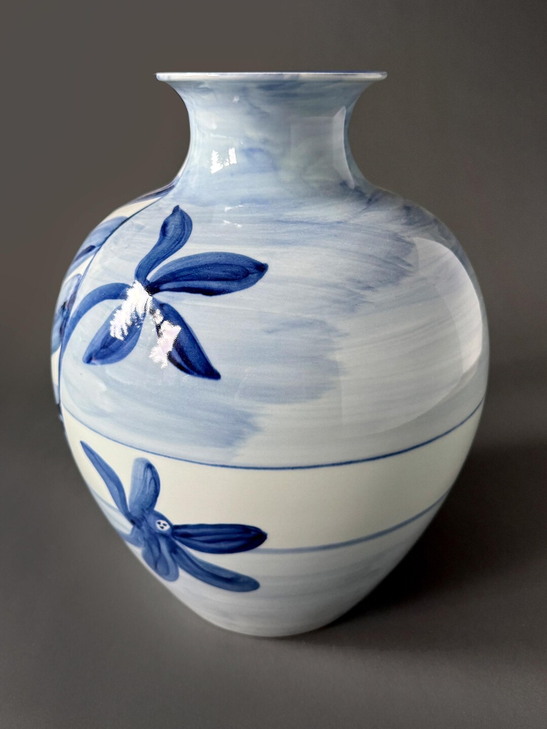 Large Blue and White Porcelain Pottery - Signed by Jared Fitzgerald ...