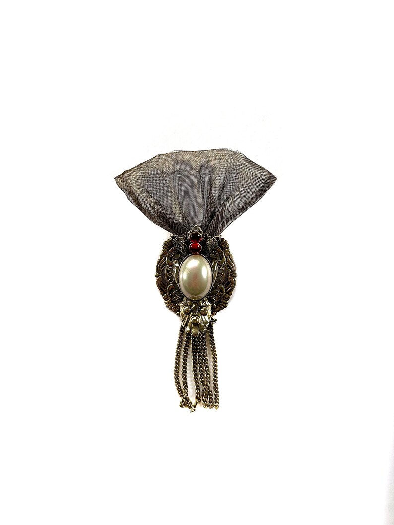 Vintage Royal Crown, Red Ruby, Three Diamond and Pear Brooch - Multi ...